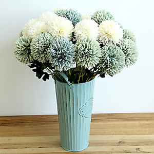 SvaTao Artificial Chrysanthemum Ball Flowers- 12pcs Silk Flower Bouquets for Wedding Present Decor for Home Office House Party Garden Blue