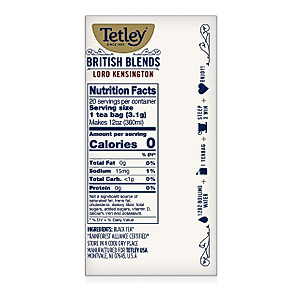 Tetley British Blends Lord Kensington Black Tea, Strong & Full Bodied Tea, 20 Teabags (Pack of 6)