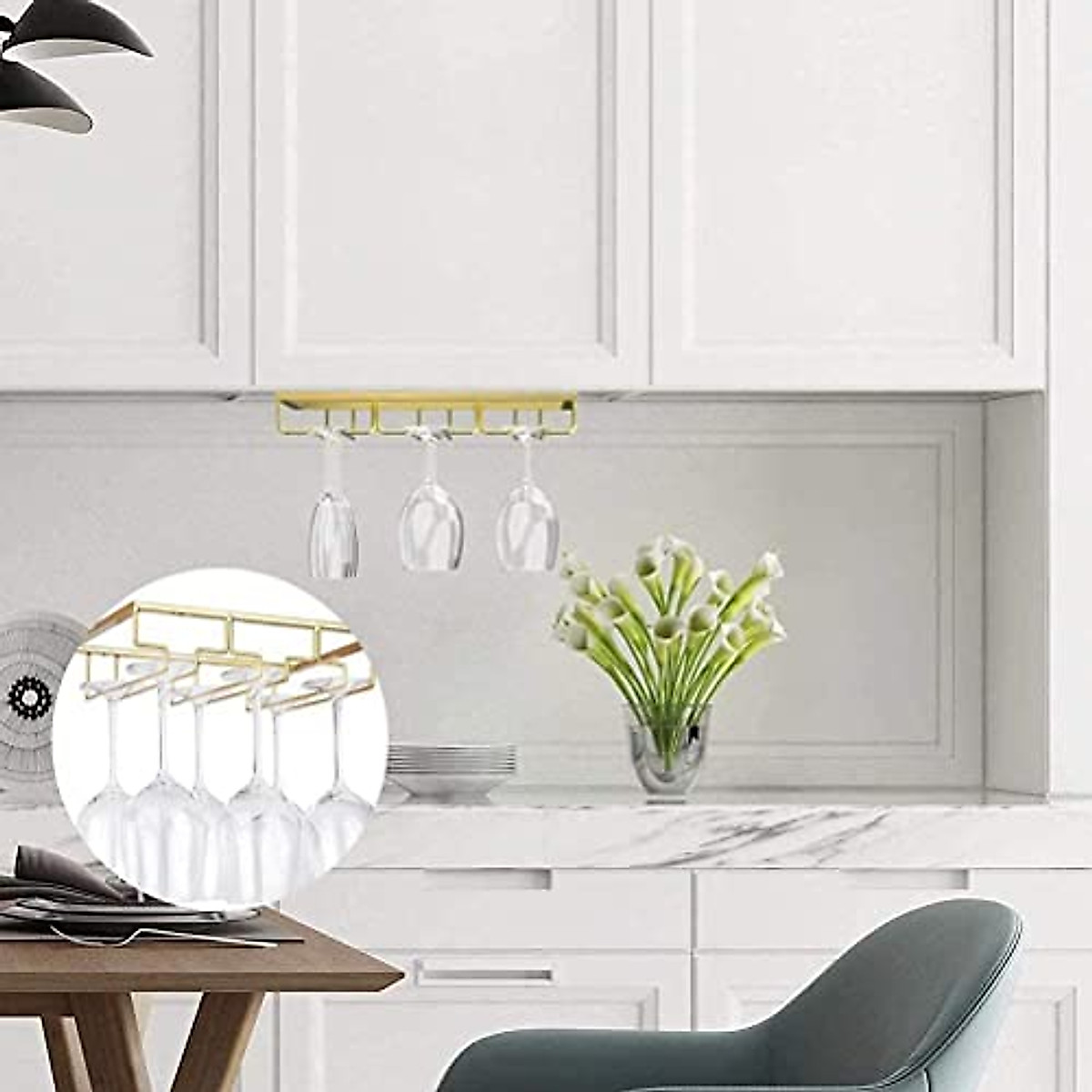 YFQHDD Wine Glass Rack Metal Goblet Holder Hanging Wine Glass Rack for Bar Kitchen Home Storage Tool