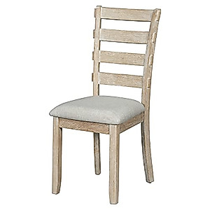 MACHOME 6-Piece Rubber Dining Table Set with Beautiful Grain Pattern Tabletop Solid Veneer and Soft Cushion, for Kitchen, Living, Guest Room, Home Bar, Natural Wood Wash