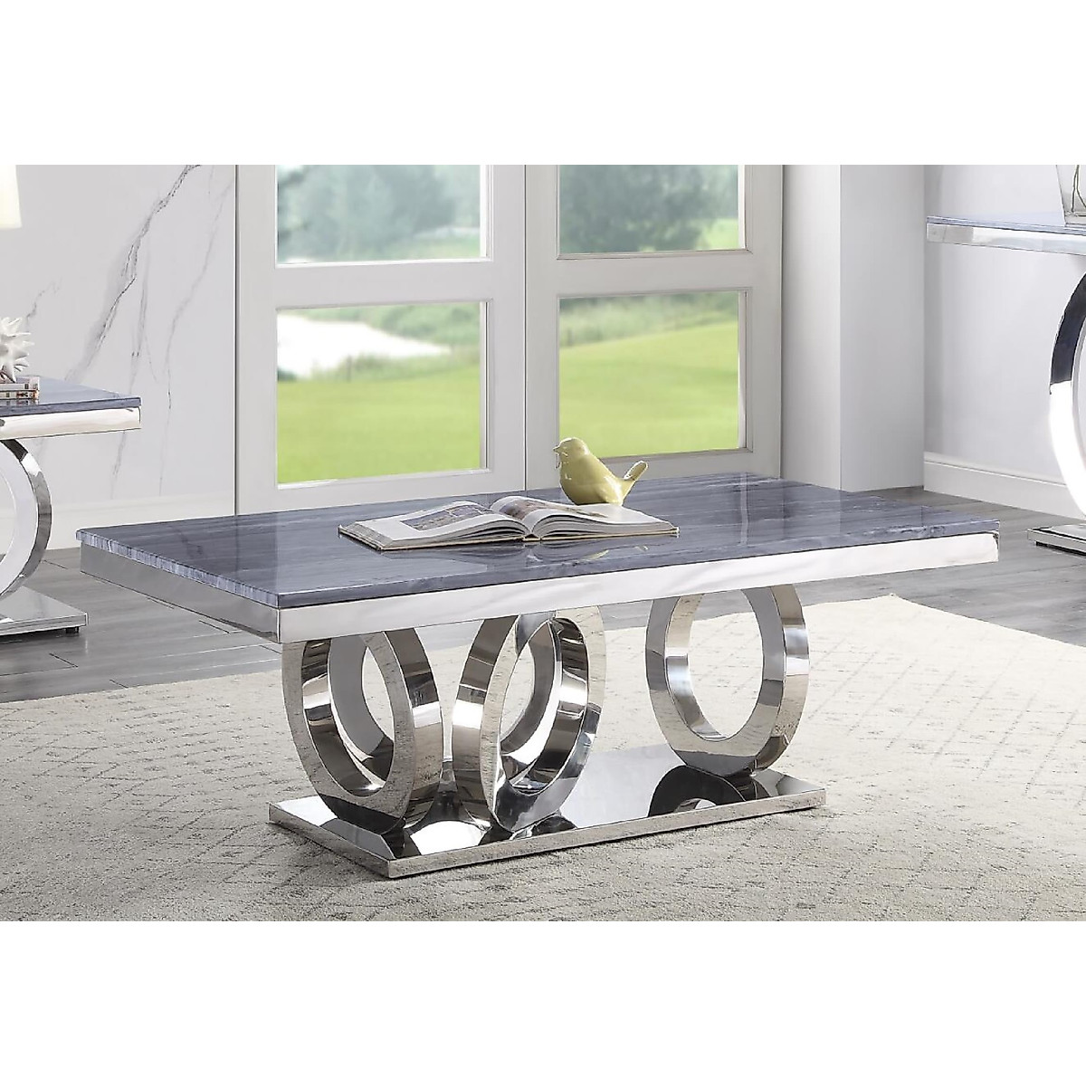 Wycian Outdoor Patio End Table, Gray Vanity Table 1PC Marble Capacity 100LB 51.00" L 27.00" W 38.00" H Living Room Bedroom Dining Rooms Garden