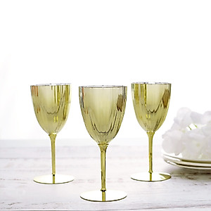 Efavormart Set of 6-8Oz - Gold Metallic Premium Disposable Wine Glasses, Stemmed Wine Goblets for Wedding, Outdoor Receptions, Banquets, Holiday Dining