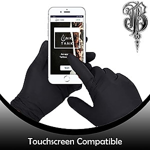Blackwork Black Nitrile Exam Gloves - Extra Small, Pack of 100 - Latex- & Powder- Free, Disposable, Comfrtable & Durable for Extended Wear - Tattoo, PMU, Medical, & Dental Gloves