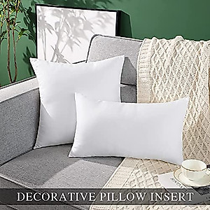 OTOSTAR Premium Outdoor Waterproof Pillow Insert Water Resistant Throw Pillow Insert 12x20 Inch Fluffy Pillow Stuffer Decorative Throw Pillow for Couch Sham Cushion Stuffer Patio Furniture (1 Pack)