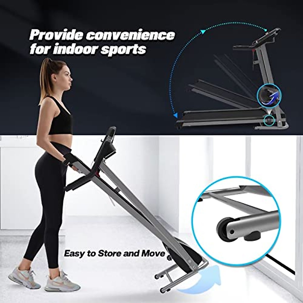 Treadmill,Treadmills for Home,Home Foldable Treadmill with Incline,2.5HP Portable Foldable Treadmill with 15 Pre Set Programs and LED Display Panel (Black)