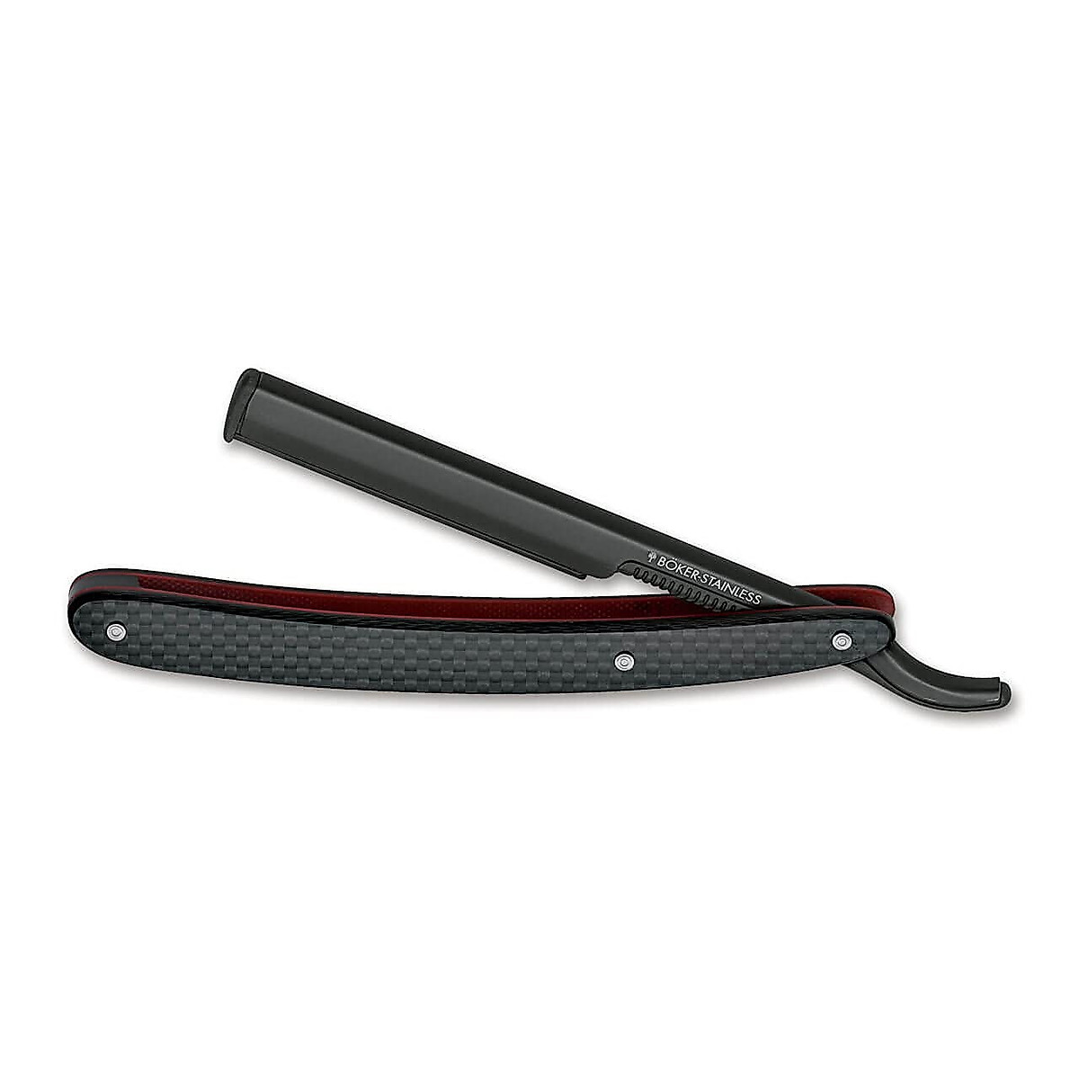 BÖKER Barbarette Carbon Fiber Straight Razor, Black and Red