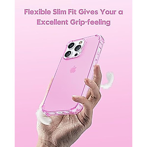 Svanove for iPhone 13 Pro Max Phone Case Clear Bumper, Transparent Cute Color, Thin Slim Soft Silicone Flexible TPU Trendy Cover for Women Girl Aesthetic, Protective Shockproof, Light Pink