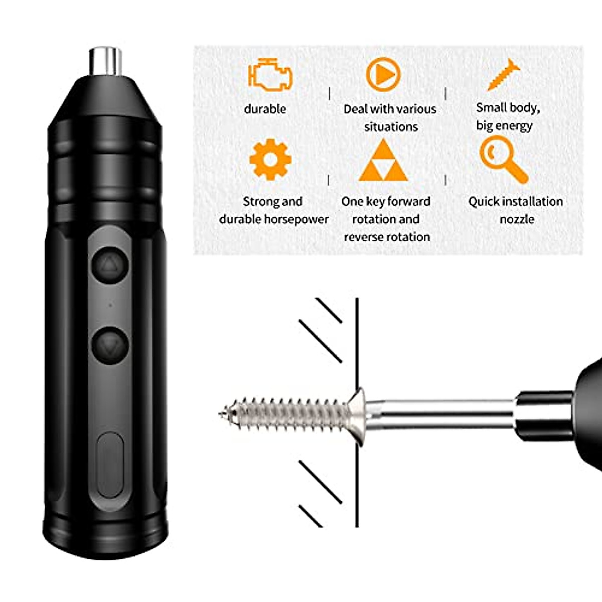 CALIDAKA Cordless Electric Screwdriver Kit Mini Drill 250 RPM,USB Rechargeable Power Screwdrivers Set,Portable Automatic Home Repair Tool Kit with USB Cable