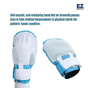 EZ Assistive Dementia Restraint Gloves Zipper Opening for Patients or Elderly Fingers Protection Dementia Products for elderly Reusable and Washable One Pair(2pcs)