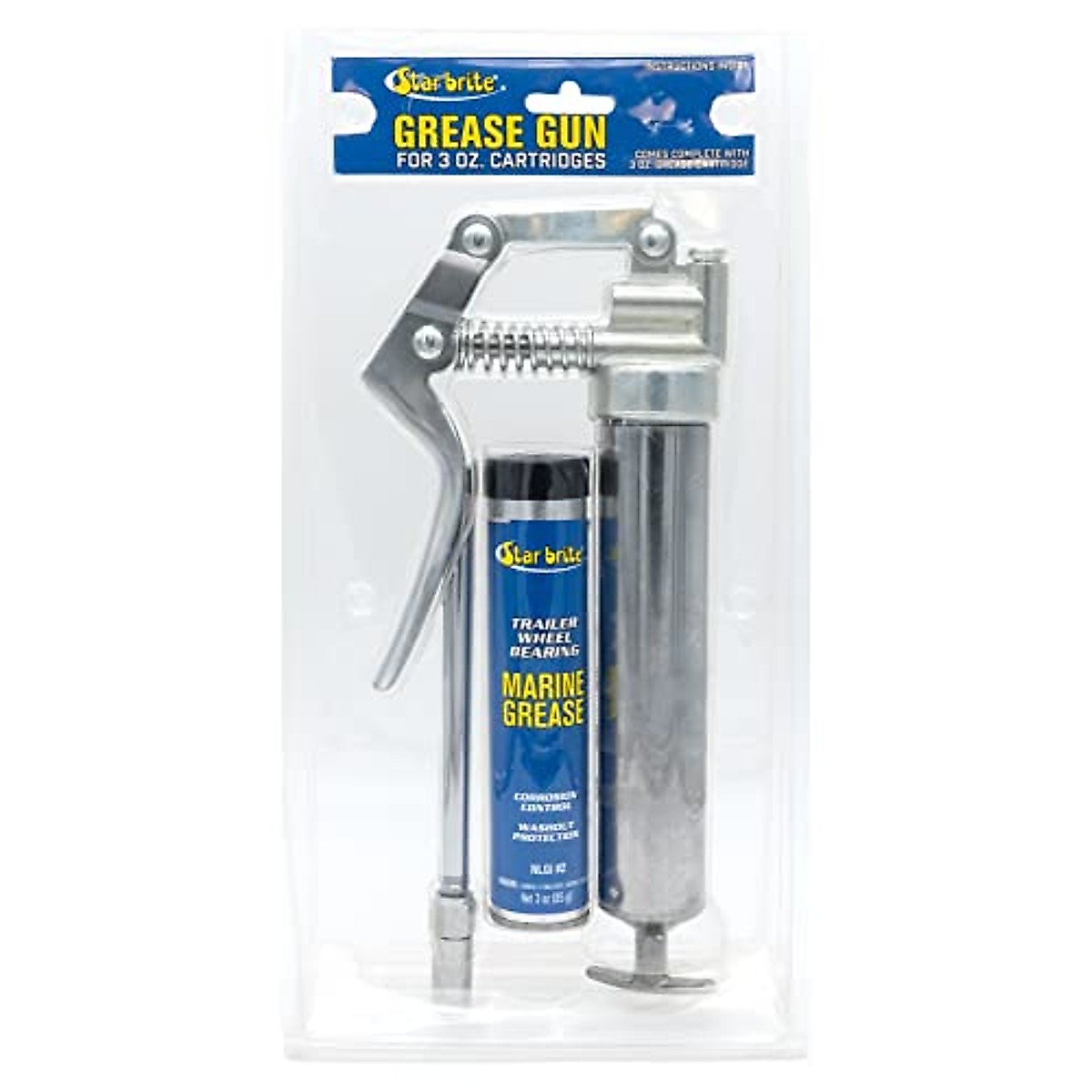 STAR BRITE Pistol Grease Gun with 3 OZ. Cartridge (028703),Silver