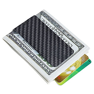 CL CARBONLIFE Carbon Fiber Wallet Money Clip for Cash and Credit Card, Minimalist Holder Clips for Men (Matte Black, 2.8"x1.5")