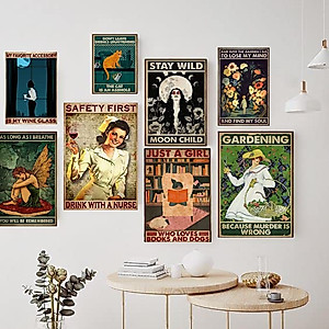 Geuuki Metal Sign Wake N' Bake Retro Metal Sign Funny Cat Metal Poster Vintage Black Cat Metal Poster 8x12 Inch