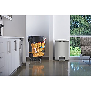 Rubbermaid Commercial Products 1902001 Rubbermaid Commercial Slim Jim Stainless Steel Front Step-On Wastebasket with Trash/Recycling Combo Liner, 24 gal, Black Trim