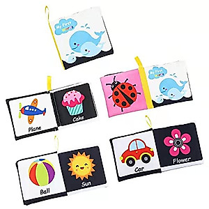 4 Crinkle Book Baby Toy High Contrast Black and White Newborn Book Soft Cloth Book Touch and Feel Sensory Fabric Book Soft Tip Book Early Education Learning Books Toy for 3 6 12 Months