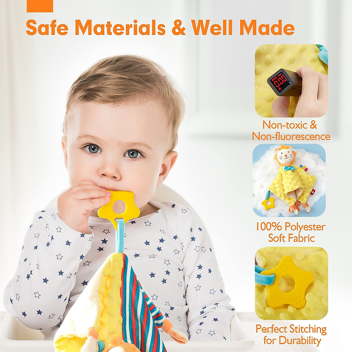 hahaland Baby Stuff Loveys for Babies Lion Security Blanket with Baby Teething Toys 0-3-6-12 Months Baby Gifts for Newborn Baby Boys Girls Infant Toys