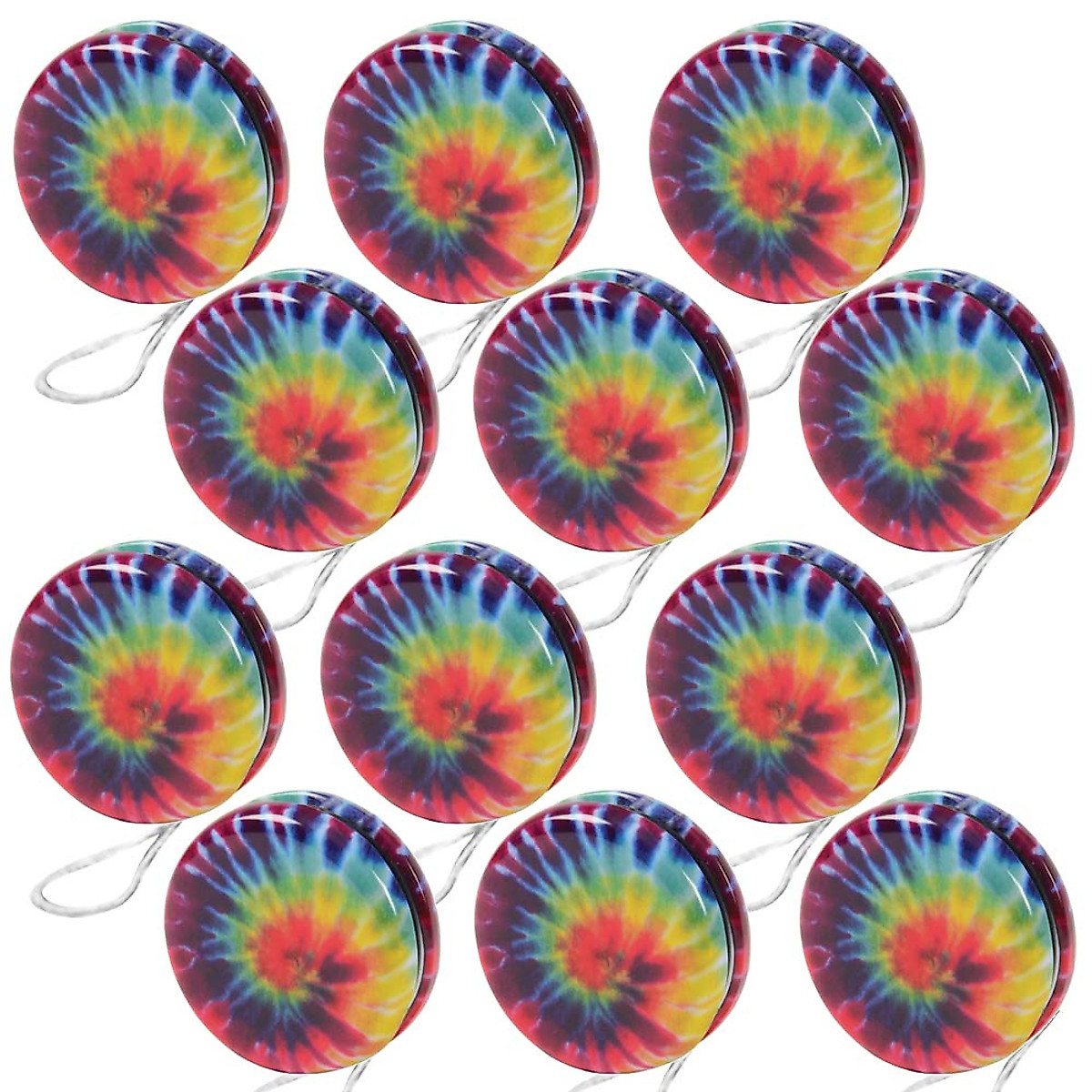 ArtCreativity Rainbow Yoyos for Kids, Pack of 12, Metal Yo-Yo Toys with Colorful Designs, Birthday Party Favors, Goodie Bag Fillers, Holiday Stocking Stuffers, Classroom Prizes