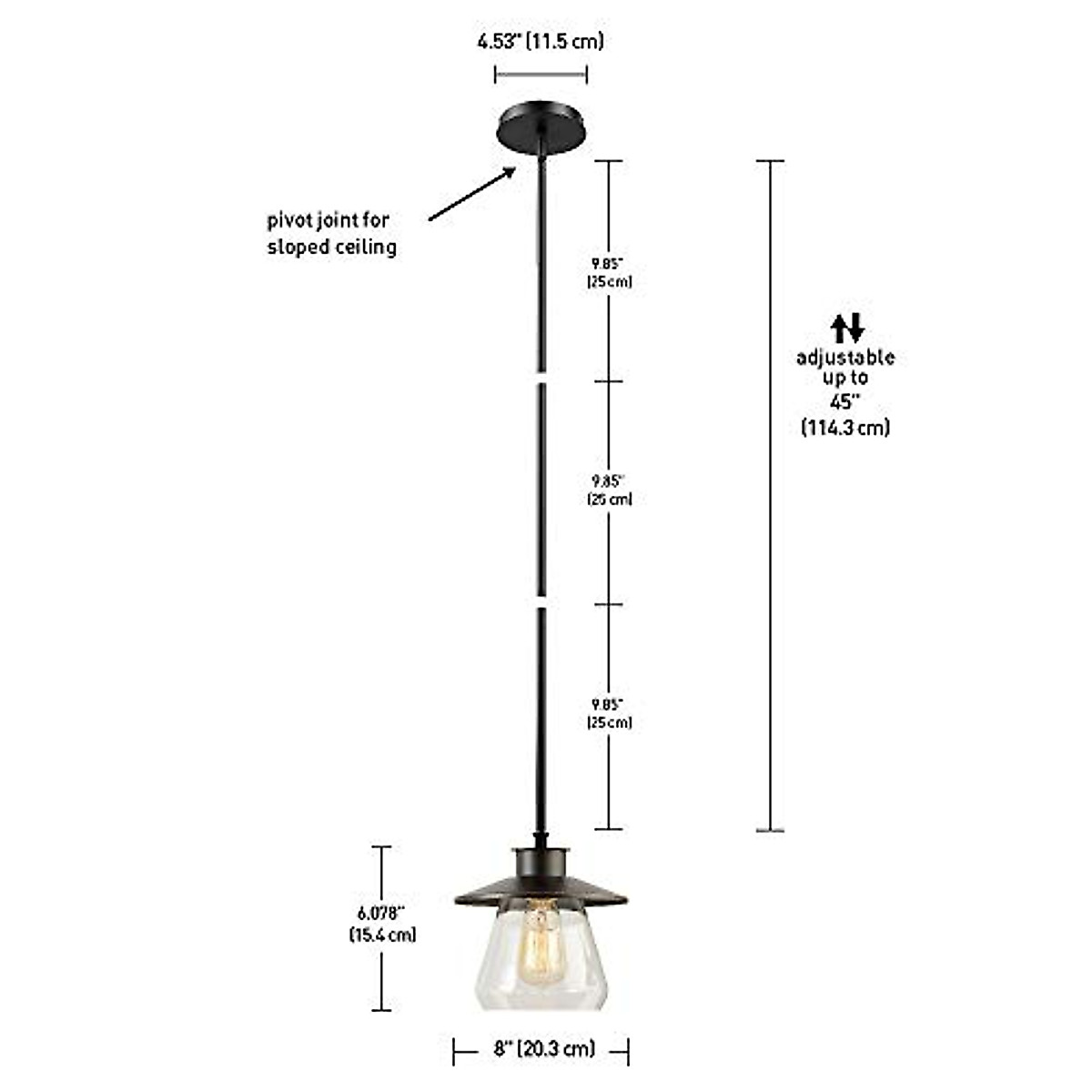 Globe Electric 64847 Nate 1-Light Pendant, Oil Rubbed Bronze, Clear Glass Shade, Bulb Not Included