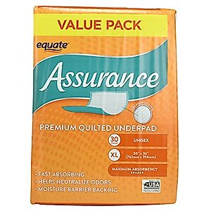 Equate Assurance Premium Quilted Underpad, XL, 30 Ct