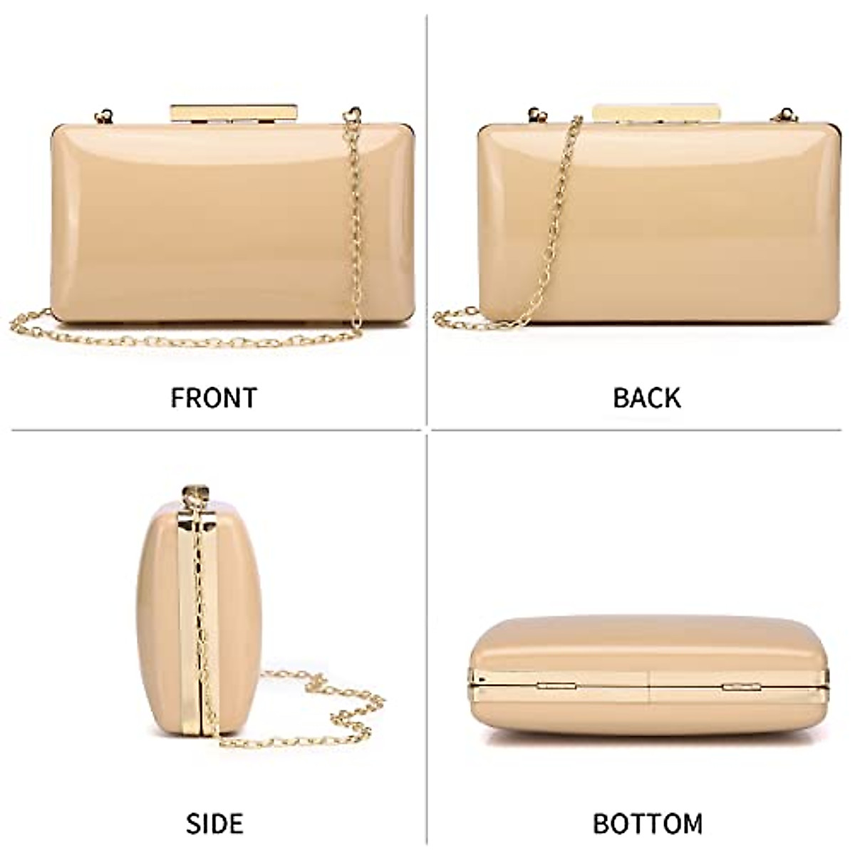 Labair Women Evening Bag Patent Leather Clutch Wedding Clutch Formal Party Purse.(Nude)