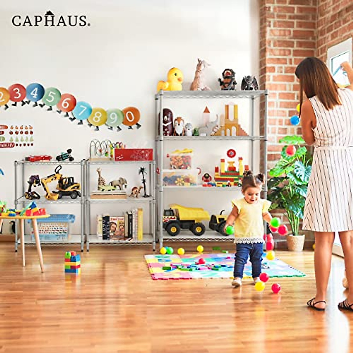 CAPHAUS NSF Heavy Duty Wire Shelving w/Wheels, Leveling Feet & Liners, Storage Metal Shelf, Garage Shelving Storage, Utility Wire Rack Storage Shelves, W/White Clear Liner, 30 x 14 x 61 5-Tier