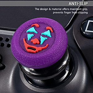 Playrealm FPS Thumbstick Extender & Texture Rubber Silicone Grip Cover 2 Sets for PS5 & PS4 Controller (Joker Purple)