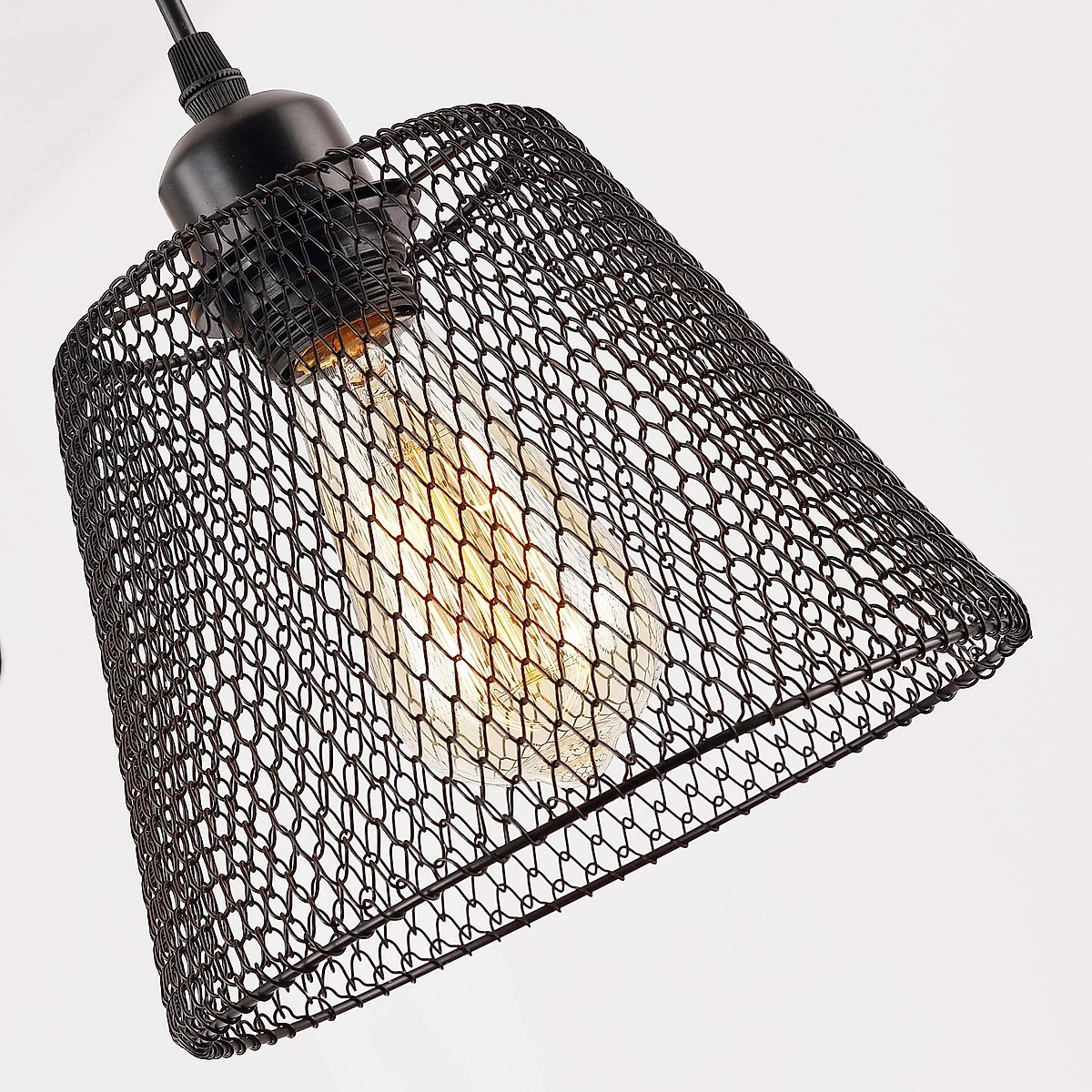 Modxian Farmhouse Retro spider Pendant Light Fixture, E26 Living Room Spider Light with Black Collapsible Metal Cage Lampshade, DIY Pendant Ceiling Light for Kitchen Island (Pendant Light)