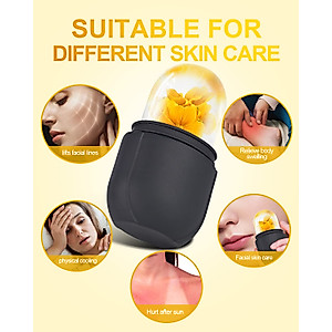 USINMIN Ice Roller for Face & Eye, Beauty Facial Ice Holder Mold Face Puffiness Relief Massage Skin Care Tools for Brighten Lubricate Shrink Pores Remove Fine Lines