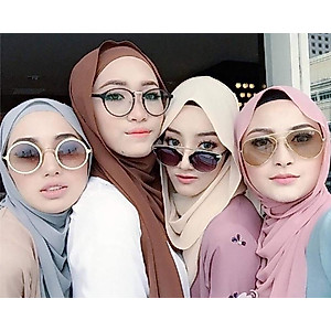 Yeieeo Bubble Chiffon Hijab Premium Chiffon Wrap Head Scarf(Navy Blue)