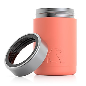 RTIC Can Cooler Insulated, Beer, Beverage, Soda Can Cooler with Lid, Stainless Steel Metal, Double Wall Insulation Coozie for Cans, Sweat Proof, 12oz, Coral