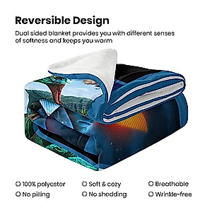 Movie Throw Blanket with Pillow Covers Soft Lightweight Cozy 3D Printed Flannel Throw Blankets Decor for Bed Sofa Living Room