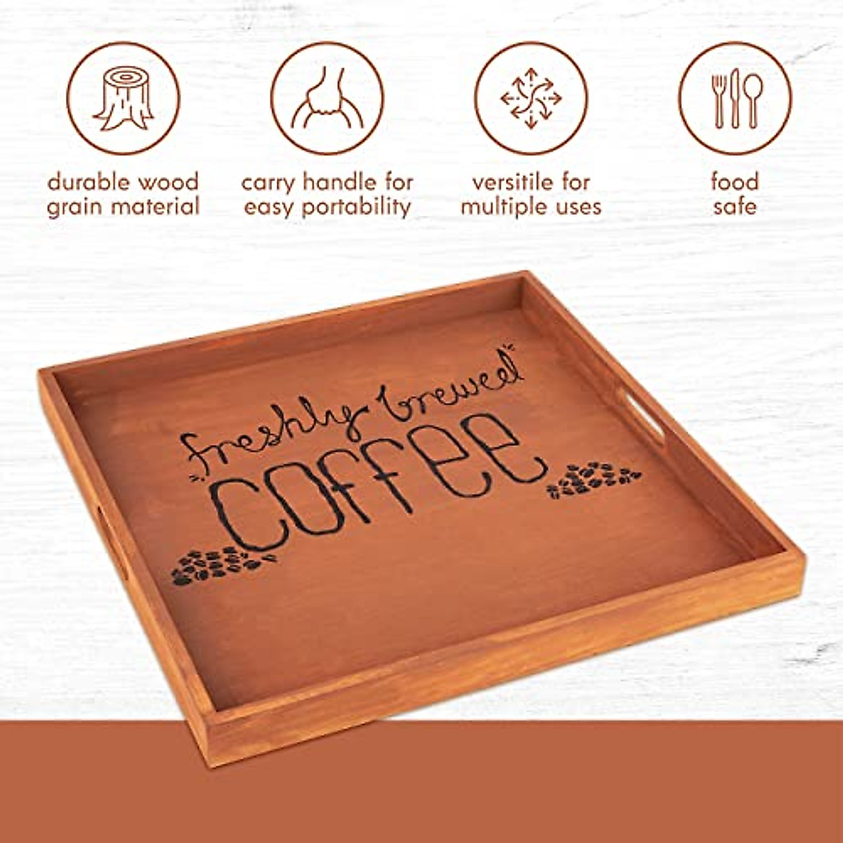 Hammont Wooden Square Nested Serving Trays (Largest Tray is 16") 5 Piece Set of Wood Trays for Crafts with Cut Out Handles | Kitchen Nesting Trays for Serving Pastries, Snacks, Mini Bars, Chocolate