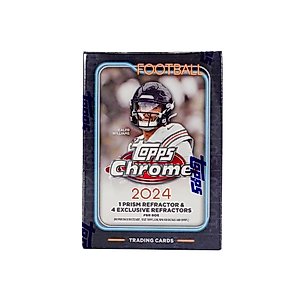 2024 Topps Chrome Football 7-Pack Trading Card Blaster Box (1 Prism Refractor Per Box)