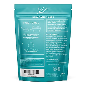 Pink Stork Baby Bath Flakes, Calming Fragrance Free Magnesium Bath Salts for Infants and Toddlers to Help Soothe Diaper Rash, Irritation, and Support Restful Sleep without Melatonin - 16 oz