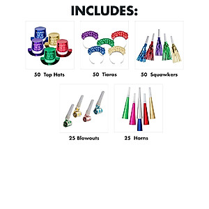 amscan New Year's Eve Party Pack for 100 People-Opulent Affair Kit-Jeweltone