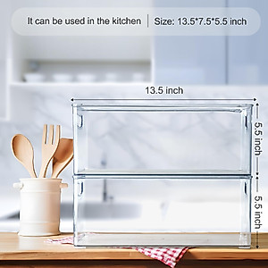 Heyuzb 8 Pack Clear Freezer Organizer Bins Stackable Chest Freezer Organizer Deep Freezer Organizer Bins with Side Handles for Bottom Freezer