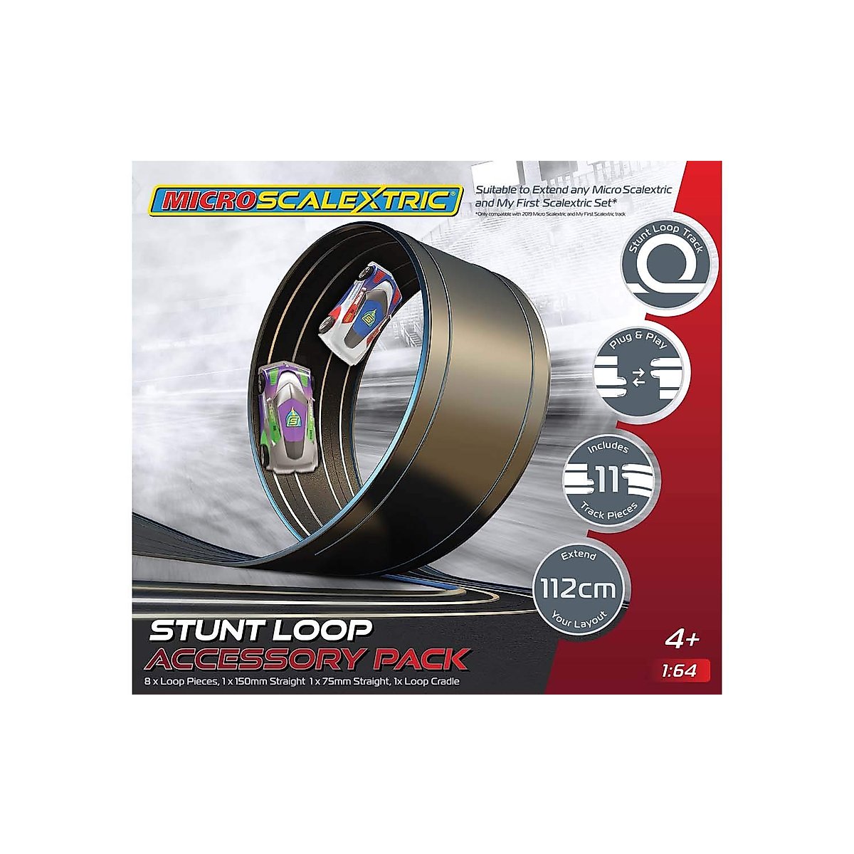 Scalextric Micro Stunt Loop The Loop Track Extension Pack 1:64 Slot Car Race Track G046