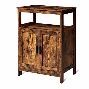 Tianlang Retro Industrial Storage Cabinet, Cupboard with 1 Adjustable Shelf and 2 Doors, Multifunctional Cabinet for Living Room, Kitchen, Enterway, Stable Wood Frame, Retro Brown LJBC002F