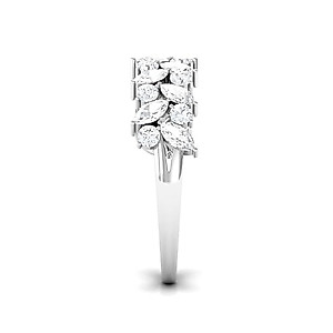 Rosec Jewels Certified Moissanite Cluster Half Eternity Band Ring for Women, D-Vs1 Quality, Anniversary Ring, Ready to Gift, 14K White Gold, Size:US 13.00