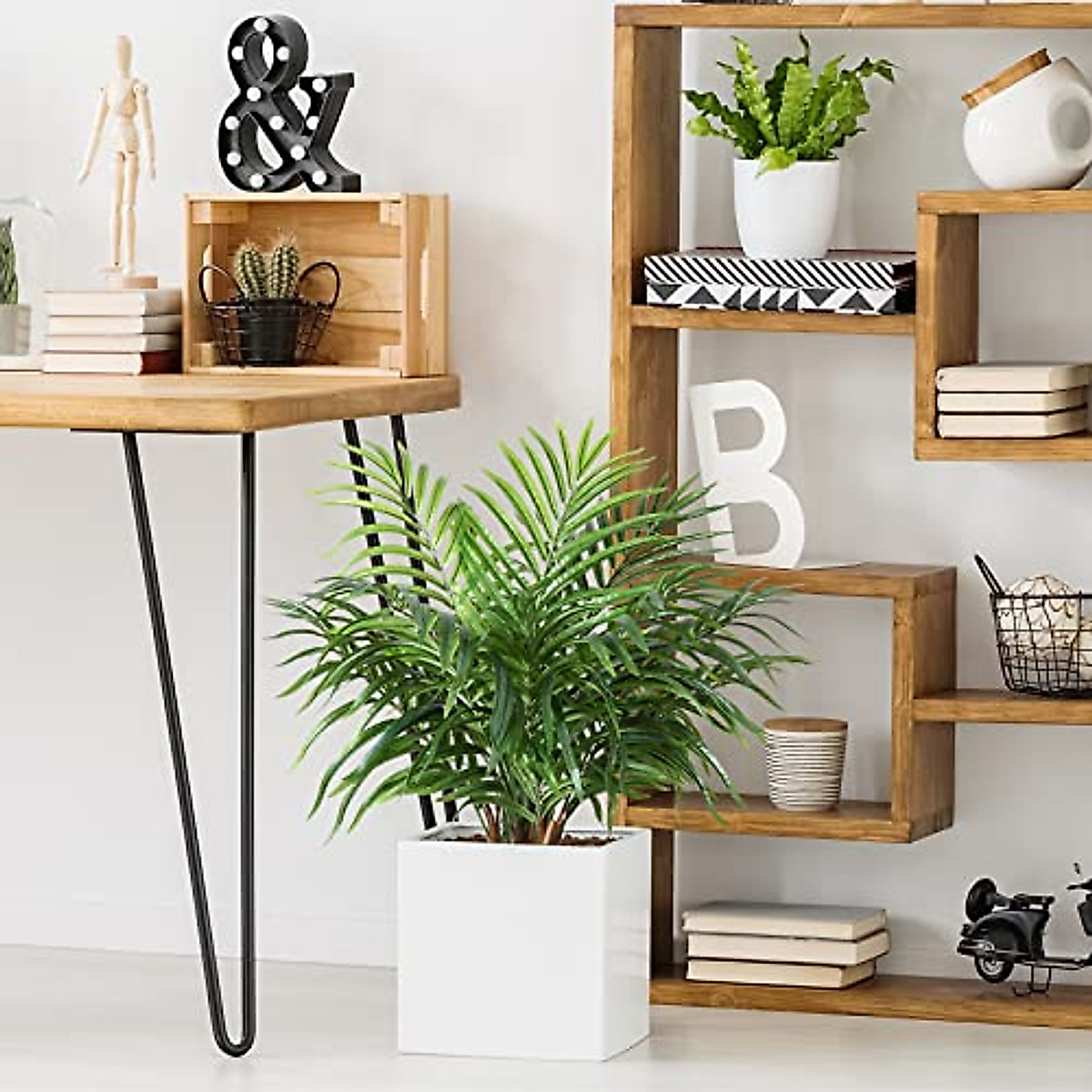 MOSADE Artificial Palm Tree 28" Fake Potted Areca Palm Plant with Handmade Seagrass Basket, Perfect Faux Tree Home Décor for Indoor Outdoor Office Porch Balcony Bedroom Bathroom Gift