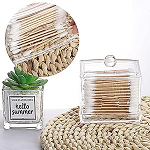 Tbestmax 10oz Qtip Holder Dispenser Big Clear Bathroom Organizer Accessories Decor for Storage-Qtips Cotton Ball Holder Apothecary Jars, Cotton Swabs, Floss Container