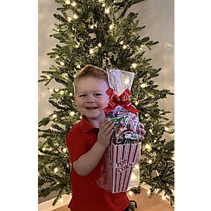 Christmas Movie Night Gift Baskets - Festive Reusable Popcorn & Treats - Perfect Holiday Surprise For Family, Friends, Teens, Men, Kids, Date Night, Secret Santa (Santa's Reindeer)