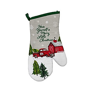 Christmas Pot Holders with Oven Mitt and Christmas Kitchen Towels Sets (Red Truck Design), Christmas Oven Mitts, Pot Holders and Oven Mitts Sets, Christmas Oven Mitts and Pot Holders
