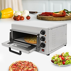 1300W Commercial Pizza Oven, Single Layer Electric Pizza Maker, Adjust from 122-662℉, For 16" Pizza Indoor family party barbecue
