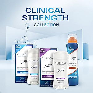 Secret Clinical Strength Antiperspirant Deodorant for Women, Stress Response, 3X Stress Protection, 72hr Sweat & Odor Protection, PH Balancing Minerals, Invisible Solid, 1.6 oz (Pack of 2)