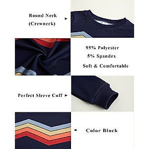 Haloumoning Girls Striped Color Block Sweatshirts Kids Tie Dye Crewneck Long Sleeve Pullover Tops 4-15 Years