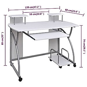 Office Desk,Industrial Gaming Table,Small Standing Desk,for Small Space,Home Office Table,Simple Style,Computer Desk with Pull-Out Keyboard Tray White Cart Game Laptop Table