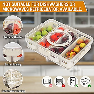 Divided Serving Tray with Handle, Lid & Removable Snack Box 8 Compartment Portable Snack Containers Snackle Box Snack Tray , Veggie Tray Charcuterie Boxes Fruit Tray Candy Organizer (1 PCS-4C)