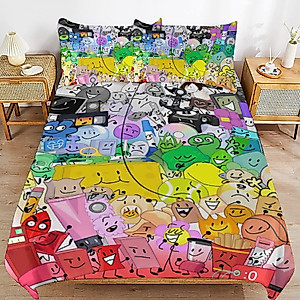 SHELLCELL Bfdi-Battle for Dream 3 Pieces Duvet Cover Set, Soft Bedding Comforter Cover Set with Zipper Closure, 1 Duvet Cover and 2 Pillowcases for Bedroom All Season 79""x90"", Style 2