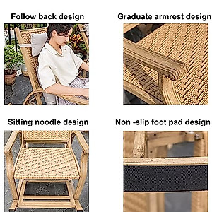 JHKZUDG PE Rattan Rocking Chairs,Patio Rocking Chairs, All-Weather Wicker Rocker Chair with Aluminum Alloy Frame,Garden Rattan Chairs,for Porch Backyard Poolside