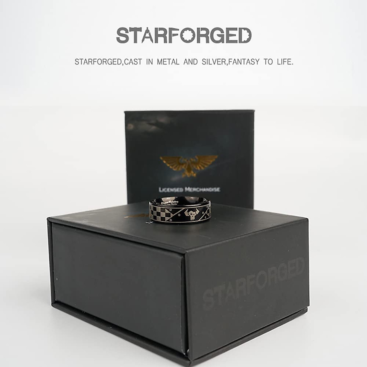 Starforged Warhammer 40K Orks & Fenrisian wolves Leagues of Votann Alloy Men's Ring Orks-9